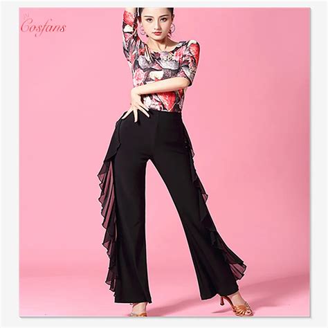 여성 및 여성용 라틴 댄스 연습복 긴 바지 무도회 공연 새로운 스타일의 술 모던 바지 착용 라틴어 Aliexpress
