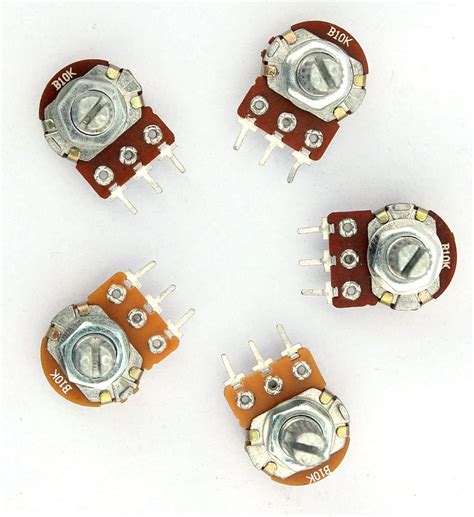 10pcs 10k Ohm Linear Taper Potentiometer B10k Knurled Shaft 3 Terminals Rotary Variable