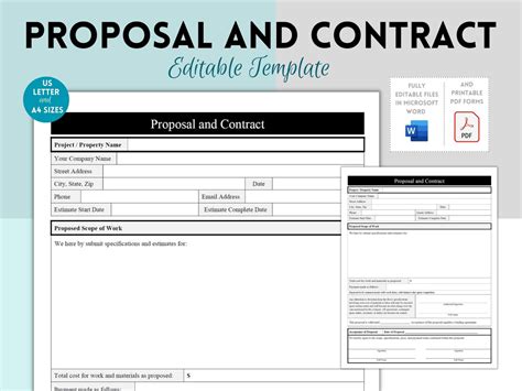 Contract Template Printable Proposal And Contract Form Business Form Template Contract