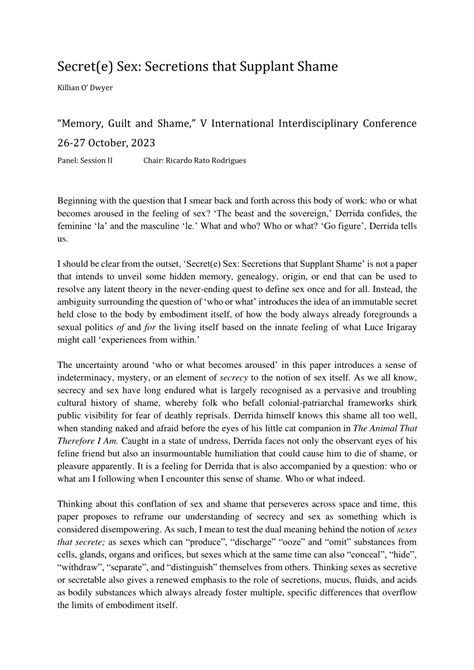 Pdf Secret E Sex Secretions That Supplant Shame