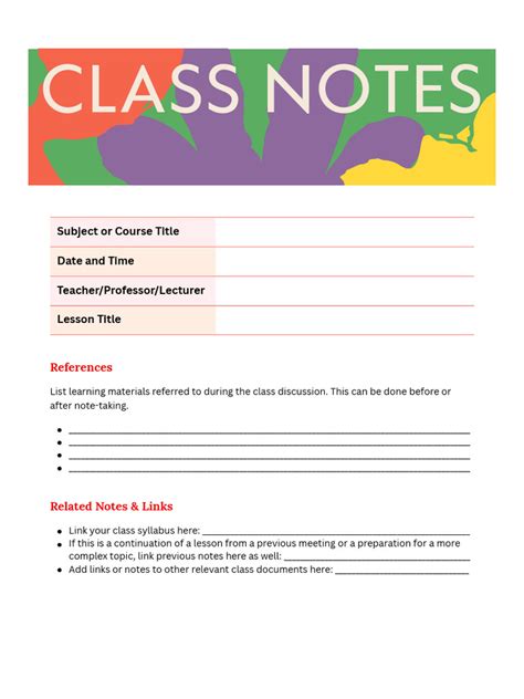 Class Notes Template Pdf Cognitive Psychology Human Communication