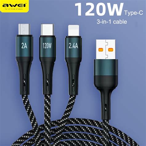 Awei Phone Cable In Usb A W High Power Super Fast Charging Data Cable Type C Micro Usb