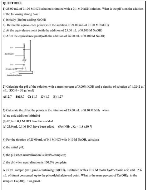 solved questions 1 25 00 ml of 0 100 m hcl solution is
