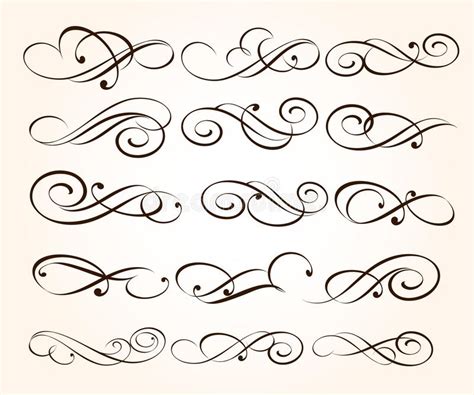 Set Elegant Decorative Scroll Elements Vector Illustration Stock Set Elegant Decorative Scroll Elements Vector Illustration Stock