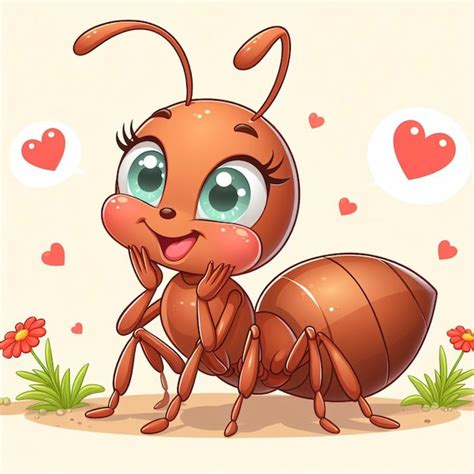 Premium Vector Cute Ants Cartoon Vector Style White Background