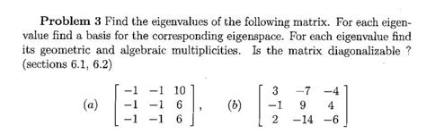 Solved Problem Find The Eigenvalues Of The Following Chegg