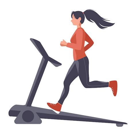 Premium Vector Girl On A Treadmill Vector Illustration