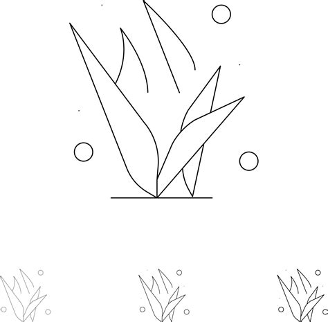 Grass Grasses Green Spring Bold And Thin Black Line Icon Set 18010074