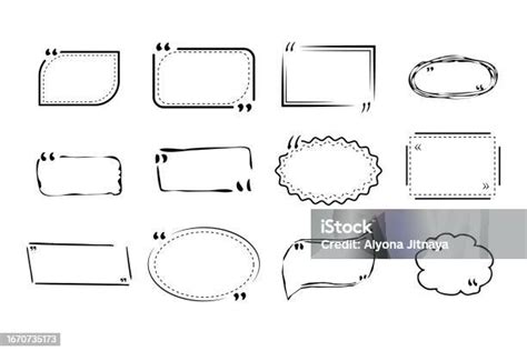 따옴표 텍스트 상자를 설정하고 손으로 그린 낙서 스타일의 프레임 테두리를 분리합니다 거품 검토 템플릿 벡터 그림 개체 그룹에 대한 스톡 벡터 아트 및 기타 이미지 Istock