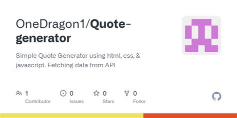 Github Onedragon1quote Generator Simple Quote Generator Using Html