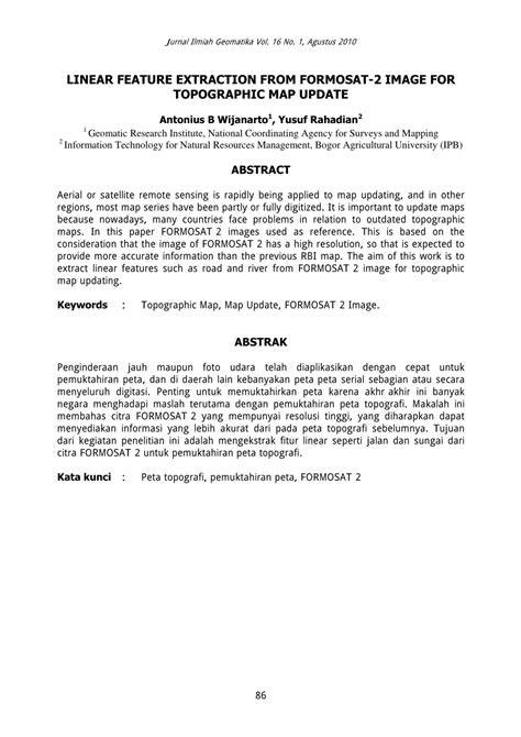 Pdf Linear Feature Extraction From Formosat 2 Image For Topographic