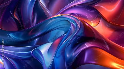 Vibrant Abstract Digital Artwork With Smooth Flowing Gradient Colors In Blue Purple And Orange