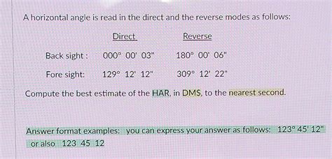 Solved A Horizontal Angle Is Read In The Direct And The Chegg