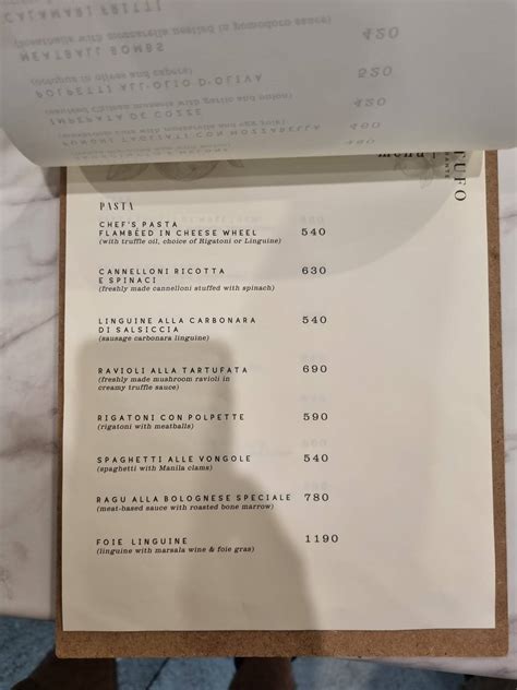 Menu At Tartufo Ristorante Bgc Restaurant Taguig