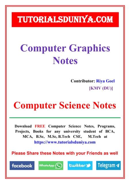Computer Graphics Notes Tutorials Duniya Pdf