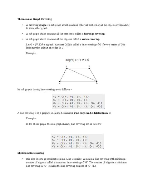 Theorems On Graph Covering A Sub Graph Which Contains All The