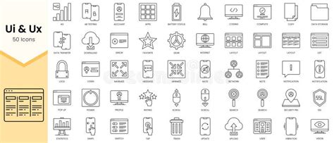 Simple Outline Set Of Ui And Ux Icons Linear Style Icons Pack Stock Vector Illustration Of