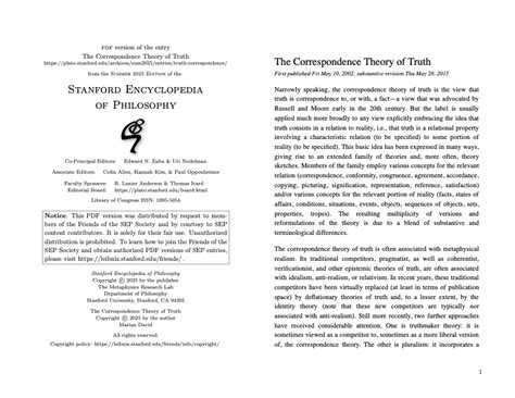 Friends Of The Sep Society Preview Of The Correspondence Theory Of