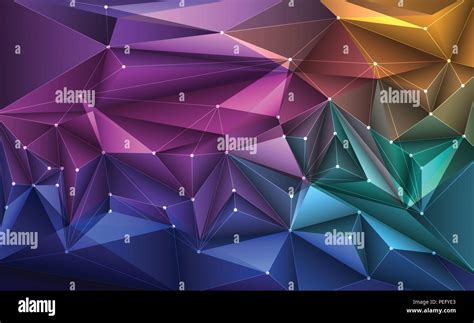 Vector 3d Illustration Geometric Polygon Linetriangle Pattern Shape With Molecule Structure