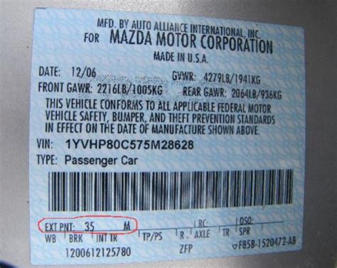 Color Codes Mazda 6 Forums