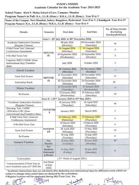 Academic Calendar Sem 5 And Sem 6 Pdf