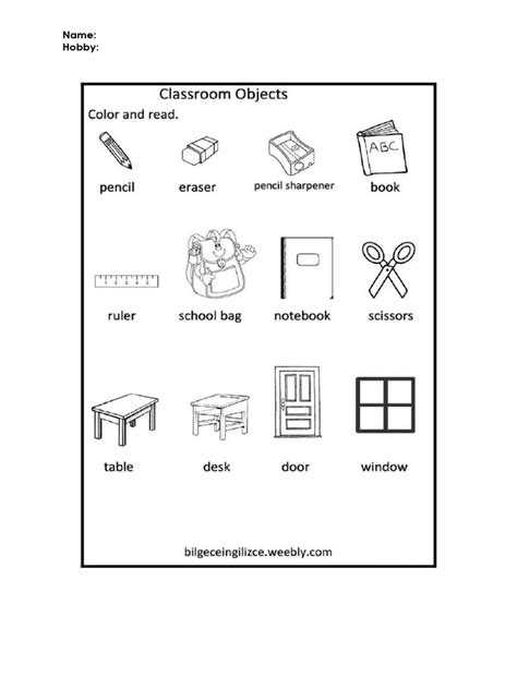 Classroom Object Pdf
