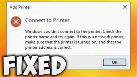 Windows Couldnt Connect To The Printer Check The Printer Name And Try Again If This Is A