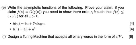 Solved E Write The Asymptotic Functions Of The Following