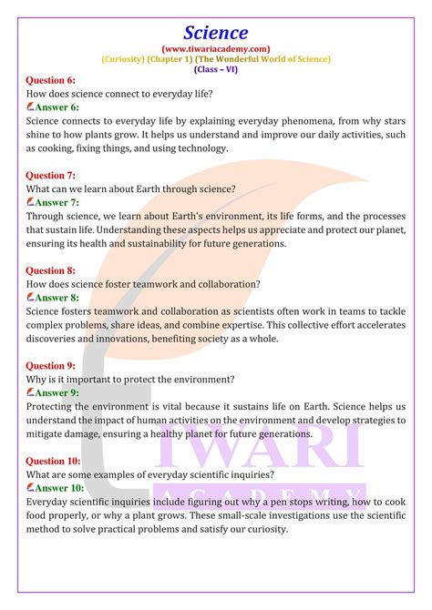 [for Session 2025 26] Class 6 Science Curiosity Chapter 1 Solutions