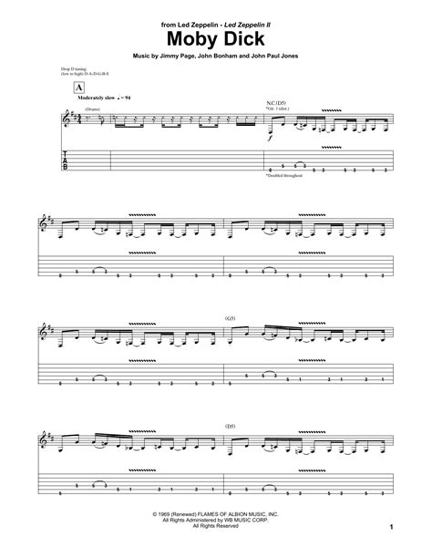 Moby Dick By Led Zeppelin Guitar Tab Guitar Instructor