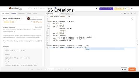 Count Subsets With Sum K Youtube