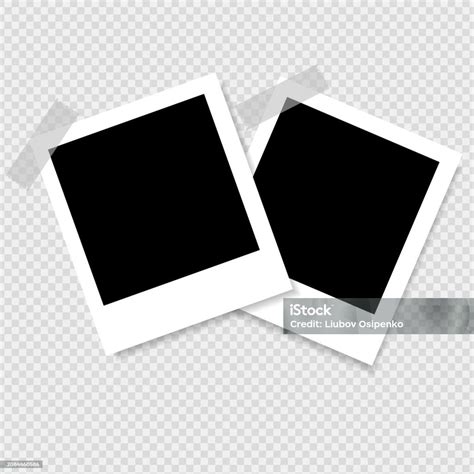 폴라로이드 사진 프레임 모형 스크랩북 세트 와 배경에 와 그림자 와 스티커 와 벡터 일러스트 레이 션 사진 예술 및 공예제품에 대한 스톡 벡터 아트 및 기타 이미지 Istock