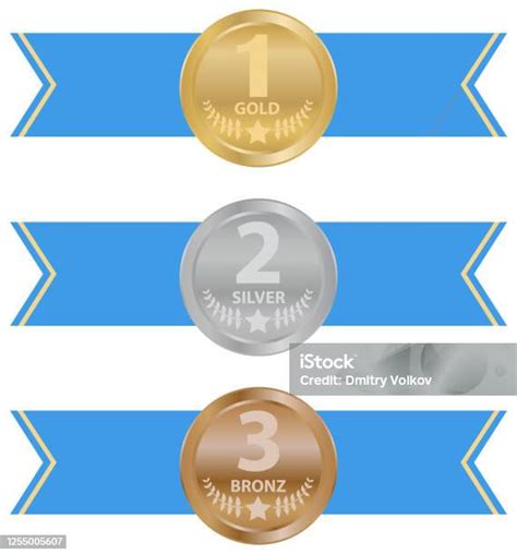 스포츠 메달 트로피 리본이 달린 금메달 은메달 동메달 벡터 그림입니다 벡터 1위에 대한 스톡 벡터 아트 및 기타 이미지 1위 3위 Championship Istock
