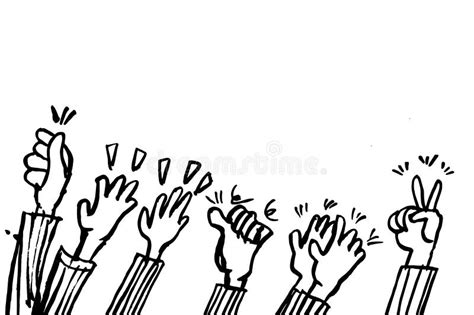 Hand Drawn Vector Illustration Of Applause And Thumbs Up Gestures Stock