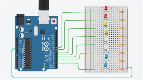 Código de Arduino para juego de luces secuenciales de 8 leds
