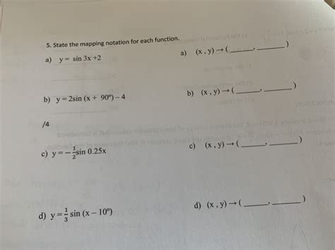 Solved 5 State The Mapping Notation For Each Function