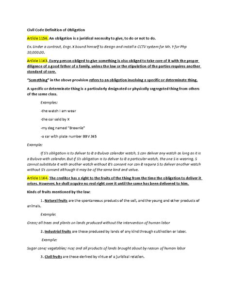 Civil Code Definition Of Obligation Civil Code Definition Of