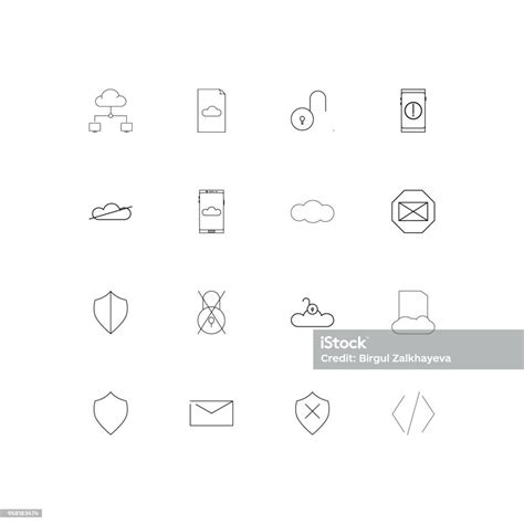 Cyber Security Linear Thin Icons Set Outlined Simple Vector Icons Stock Illustration Download