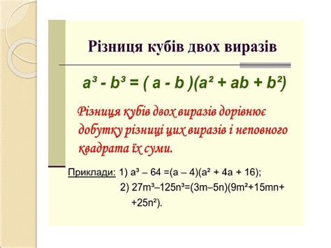 Презентація Сума та різниця кубів