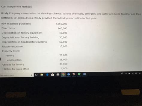 Solved Cost Assignment Methods Brody Company Makes