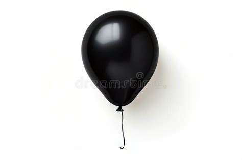 Black Balloon With String Attached To It S End Generative Ai Stock