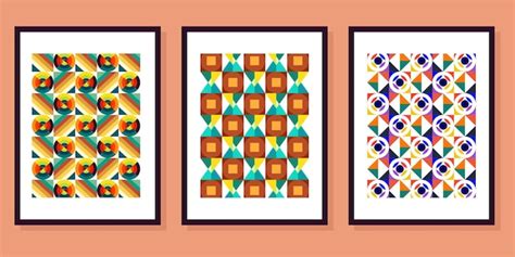 추상 바우하우스 기하학적 패턴 배경 벡터 원 프리미엄 벡터