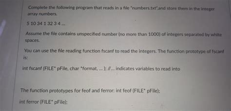 Solved Complete The Following Program That Reads In A File