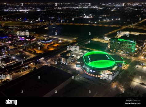 Oklahoma City Usa October 25th 2023 Night Aerial View Of The