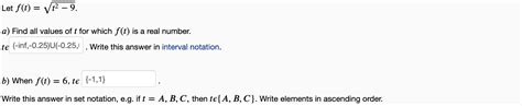 solved let f t t2−9 a find all values of t for which f t