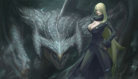 Cynthia And Garchomp Pokemon And More Drawn By Jinchigou Danbooru