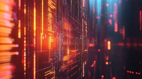 Abstract Digital Visualization With Glowing Lines And Data Streams Stock Illustration