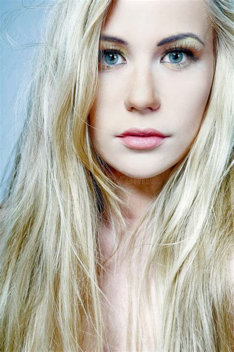 Female Model With Long Blond Hair Stock Photo Image Of Blue Elegant