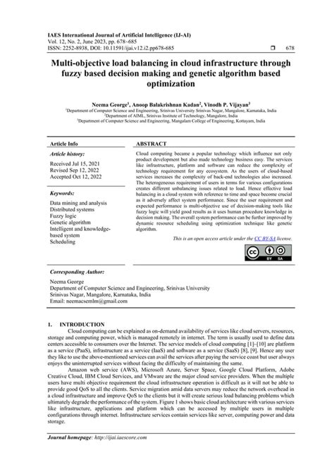 Multi Objective Load Balancing In Cloud Infrastructure Through Fuzzy