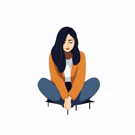 Premium Photo A Woman Sitting On The Floor With Her Head Down And Her Hands On Her Knees